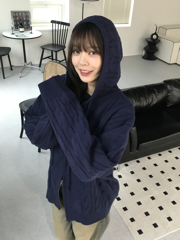 아르코이리스 Corbin knit hood zip up 코빈 니트 후드 집업 - 위시버킷