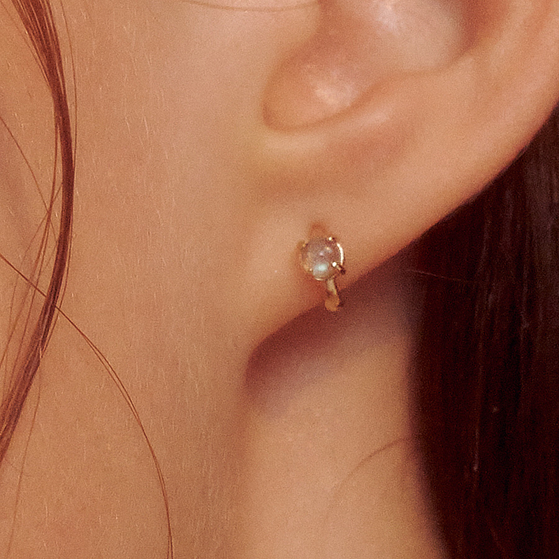 바라두 [주말특가][아몬즈 단독] 14k 3mm 캐보션 원터치 귀걸이 (낱개) - 위시버킷