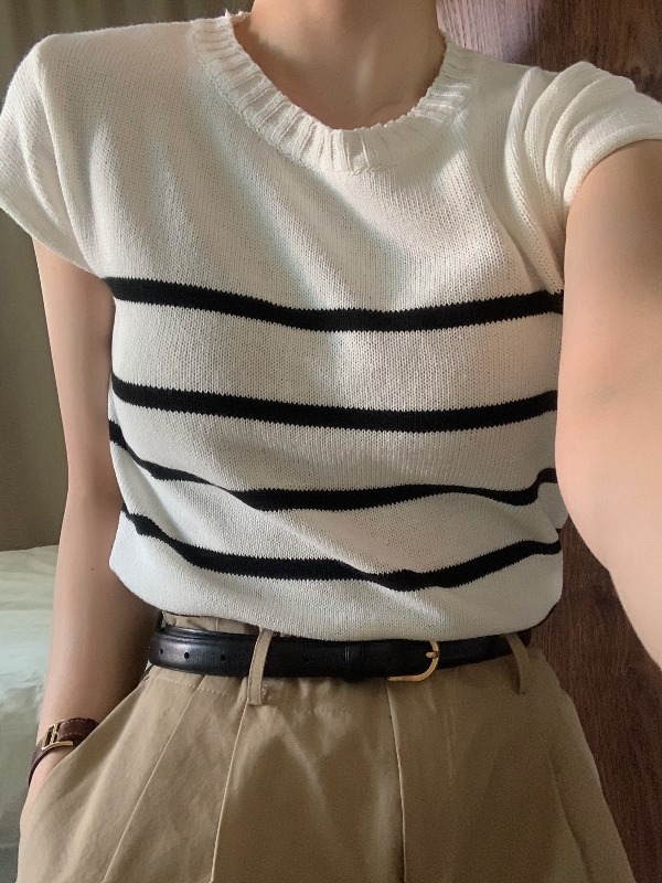 모아빈 MOIBIN Close stripe cap knit - 위시버킷