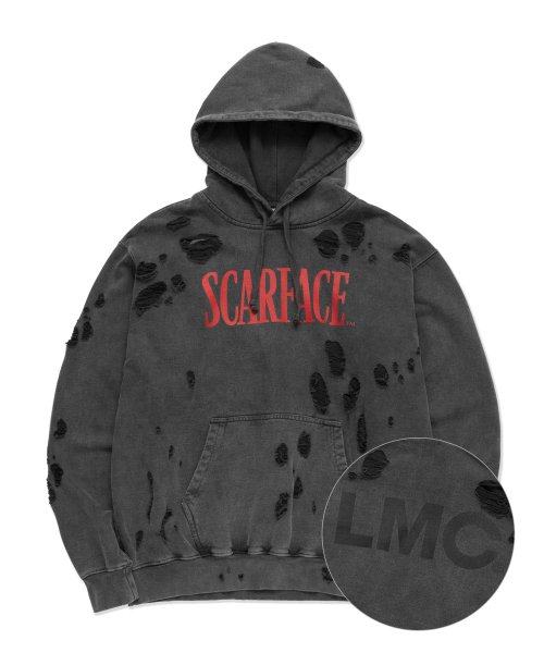 엘엠씨 LMC X SCARFACE DESTROYED HOODIE black - 위시버킷