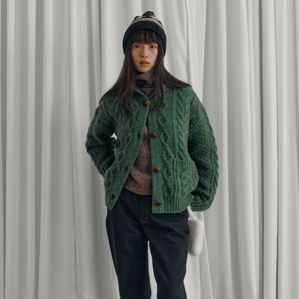 시엔느 Robert Cable Cardigan (Green) - 위시버킷
