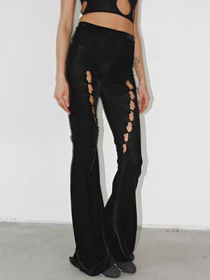 Rui built Cutout Velvet Flared Trousers — RUIbuilt - 위시버킷