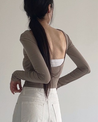 아델리오 backless slim tee (3color) - 위시버킷