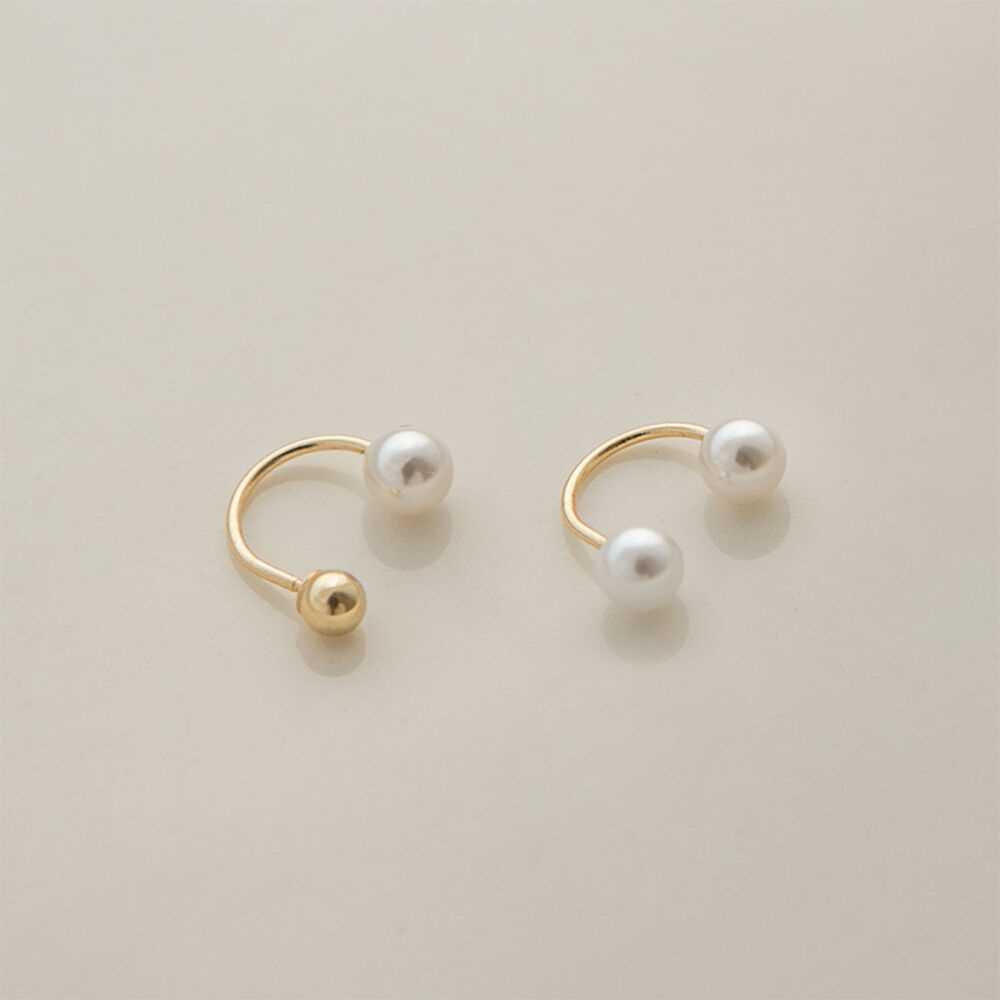 룬느 14k U 후크 진주 피어싱 (14k골드) #PI06 - 위시버킷