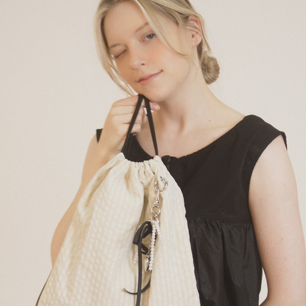 마스마룰즈 Gym sack string bag _ plaid check ivory - 위시버킷