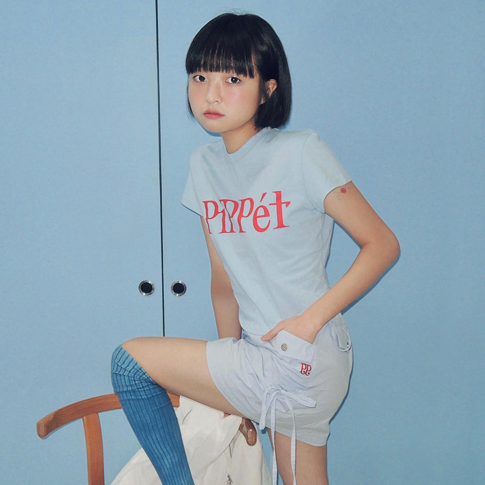 핍펫 Pippet Round Crop T-shirt (sky blue) - 위시버킷