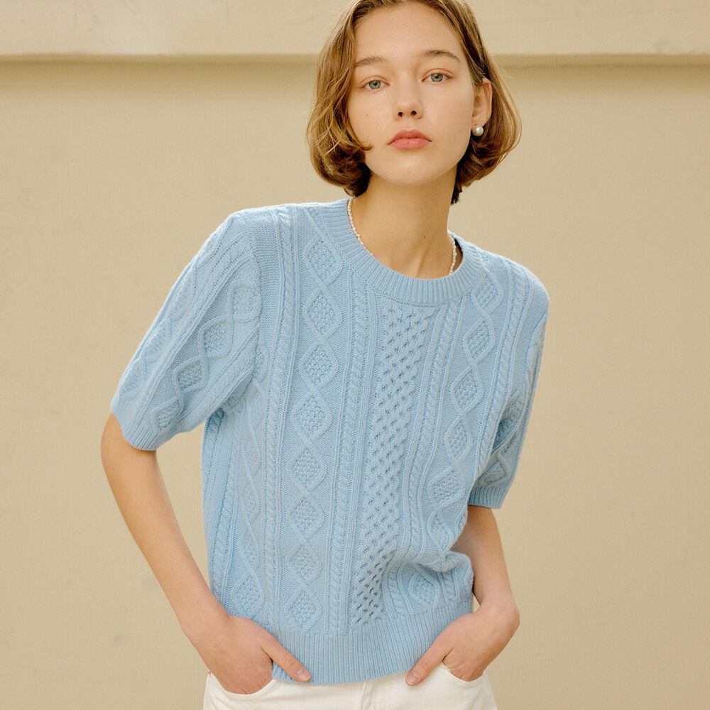 룩캐스트 BLUE ROWE CABLE WOOL KNIT - 위시버킷