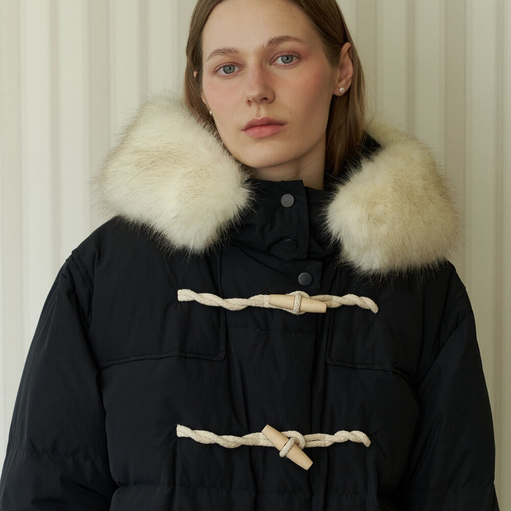 어몽 A FUR HOODED DUCK DOWN LONG PADDING_NAVY - 위시버킷