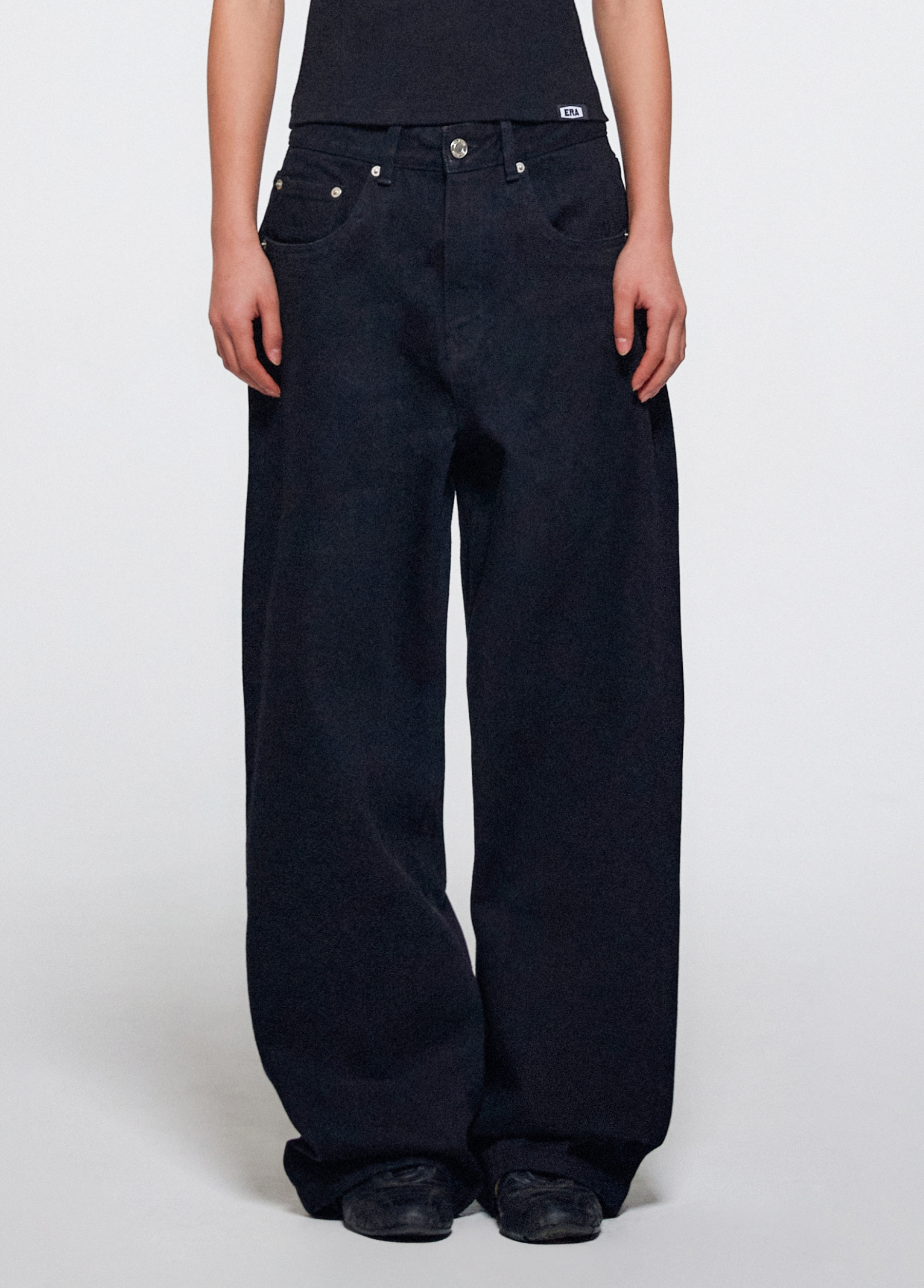 ERA WOMEN ERA WIDE FIT DENIM PANTS - BLACK - 위시버킷