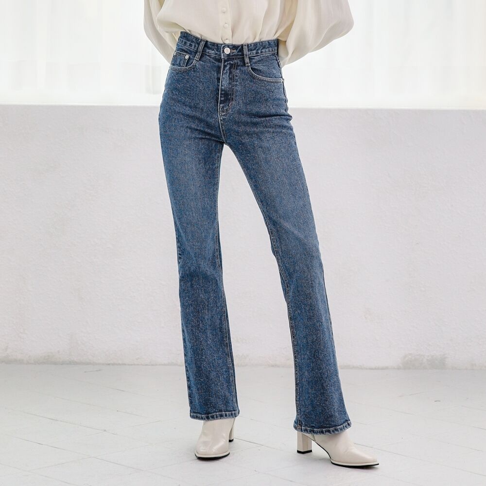 와르 [기모][-6cm 숏버전 추가] W52 롱 세미 부츠컷 데님 팬츠_중청 - 위시버킷