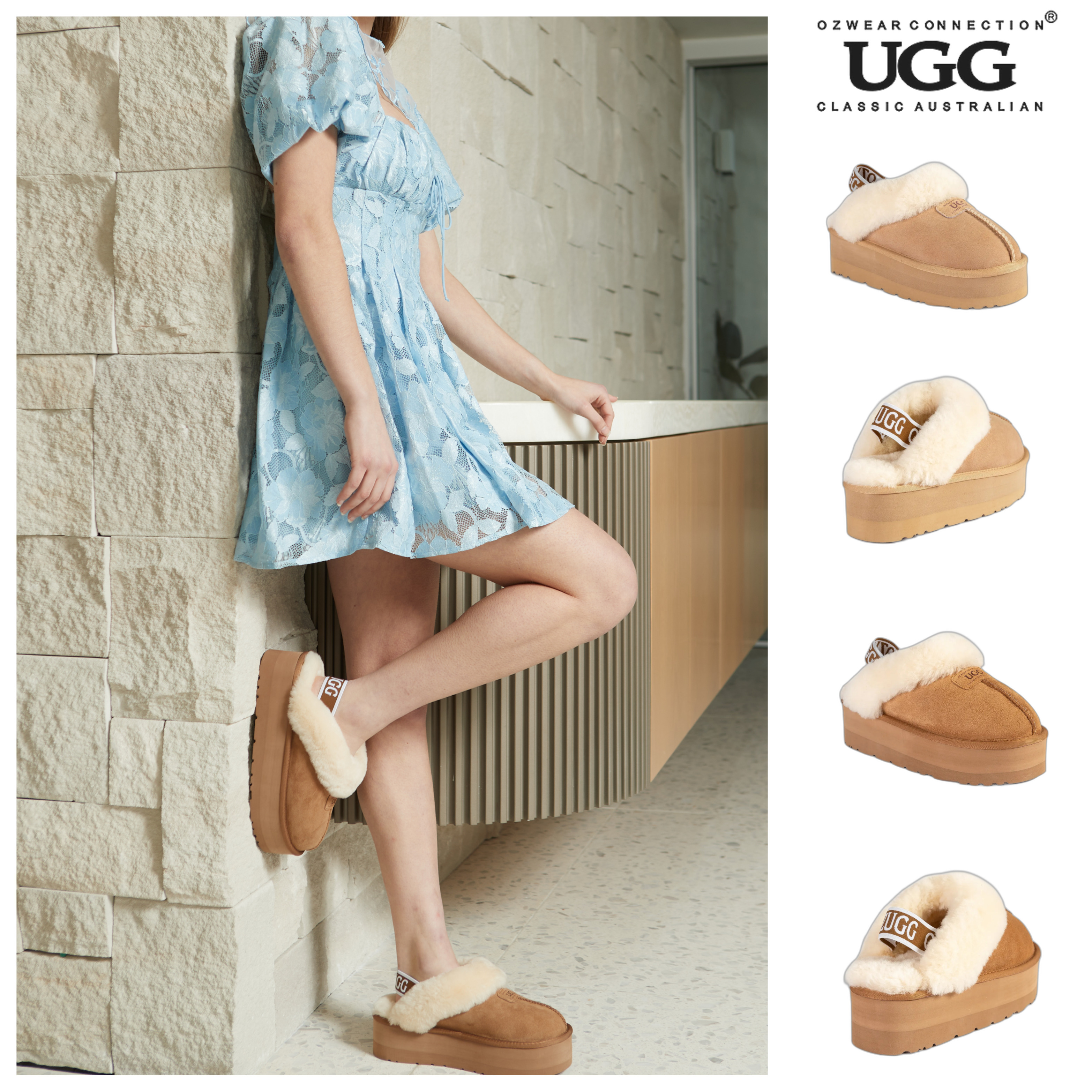 어그 오즈웨어 UGG 여성 코케트 하이 플랫폼 슬리퍼 OB114 II PPEB - 위시버킷