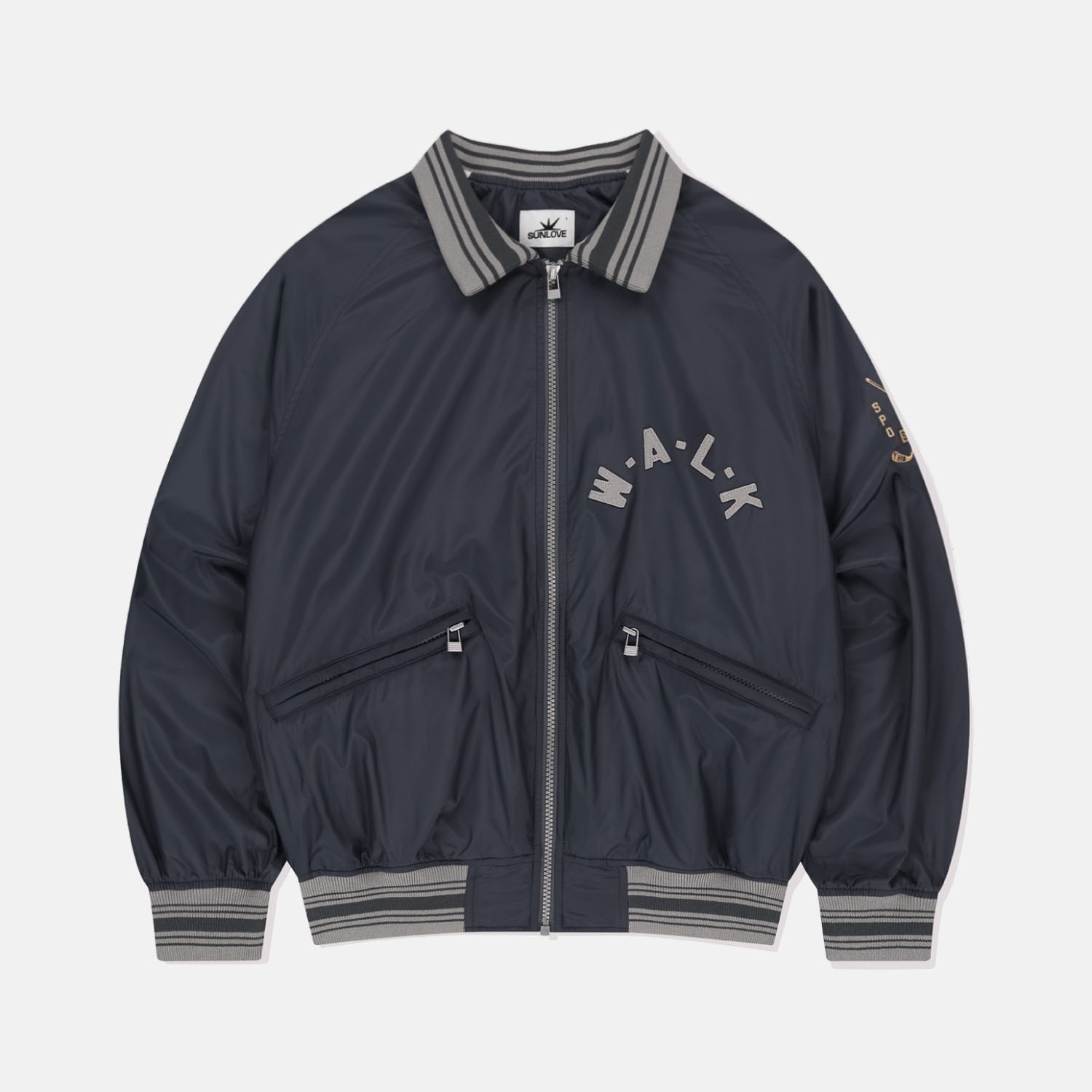 썬러브 Walk Varsity Jacket Navy - 위시버킷
