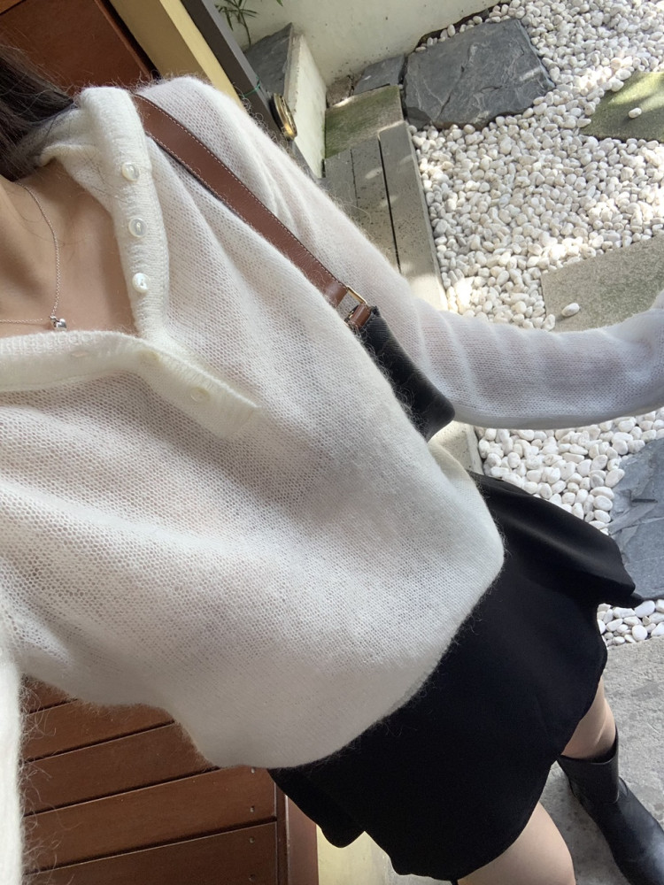 인어로브 riette 리에뜨 멜로우 후드 니트 (2color) 여리여리 모헤어 울 여자 후드 니트 - 위시버킷