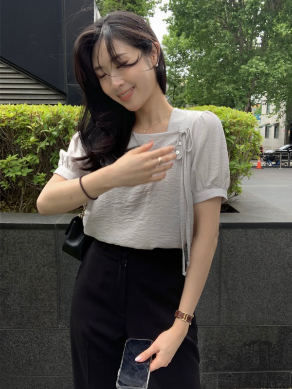 모아빈 MOIBIN (Only) Emma ribbon blouse - 위시버킷