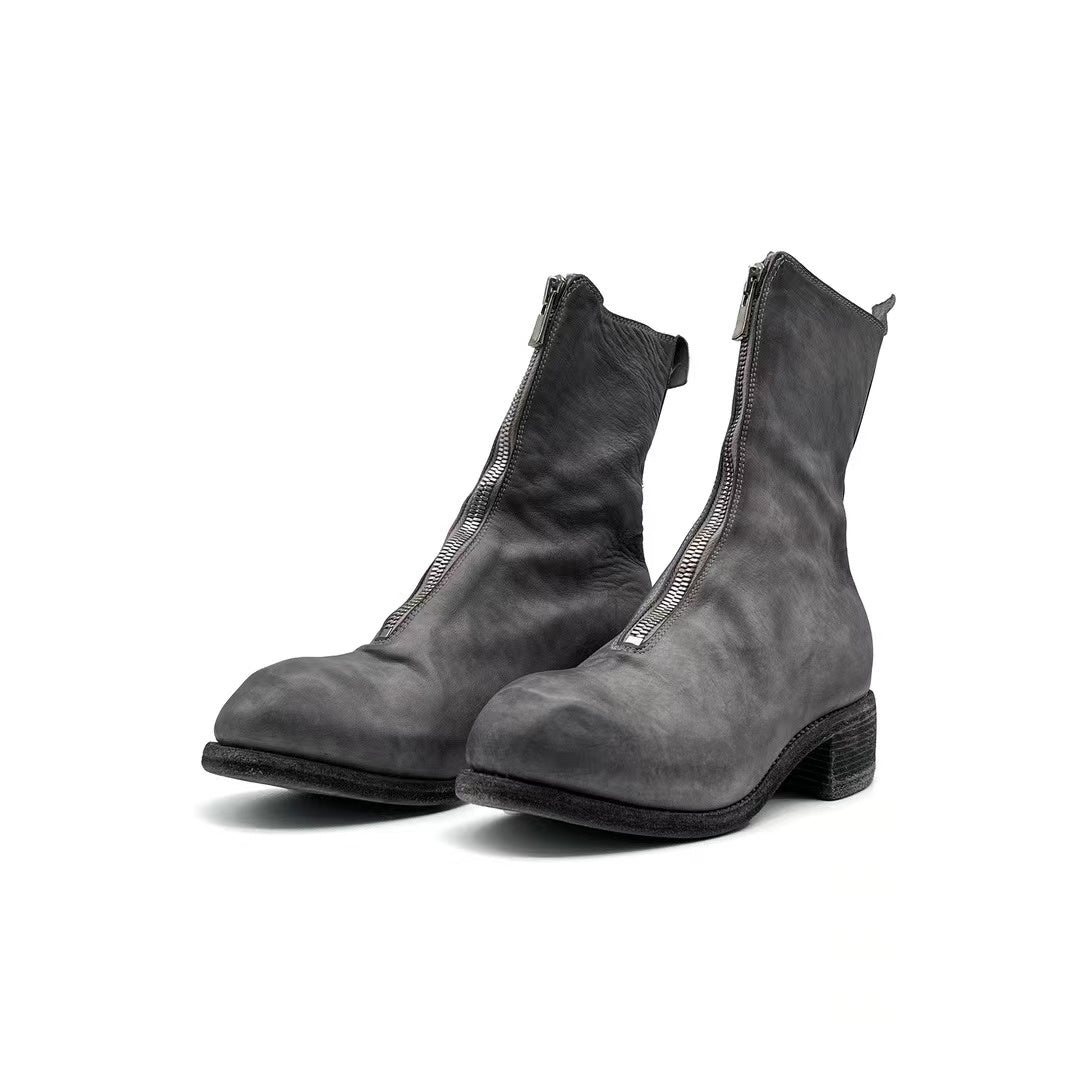 구이디 GUIDI PL2 Grey Horse Full Grain Front Zip Women's Leather Boots - 위시버킷