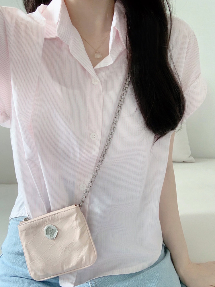 러체 [2col] Music stripe shirts 핑크 블루 스트라이프 롤업 반팔 셔츠 : 러체:LoveCherish - 위시버킷