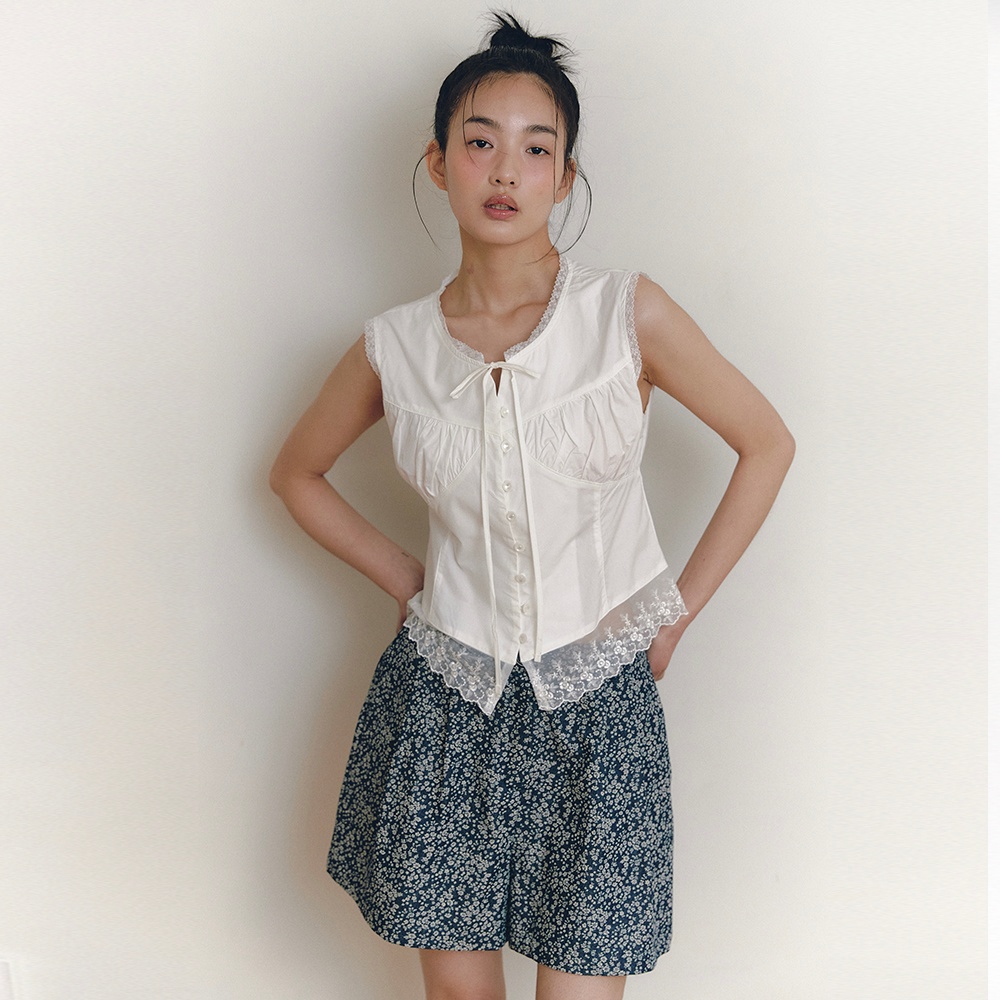 가니송 Iris Corset Blouse_white - 위시버킷