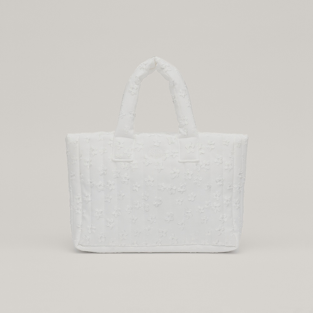 시엔느 Flower Jacquard Padding Bag (White) - 위시버킷