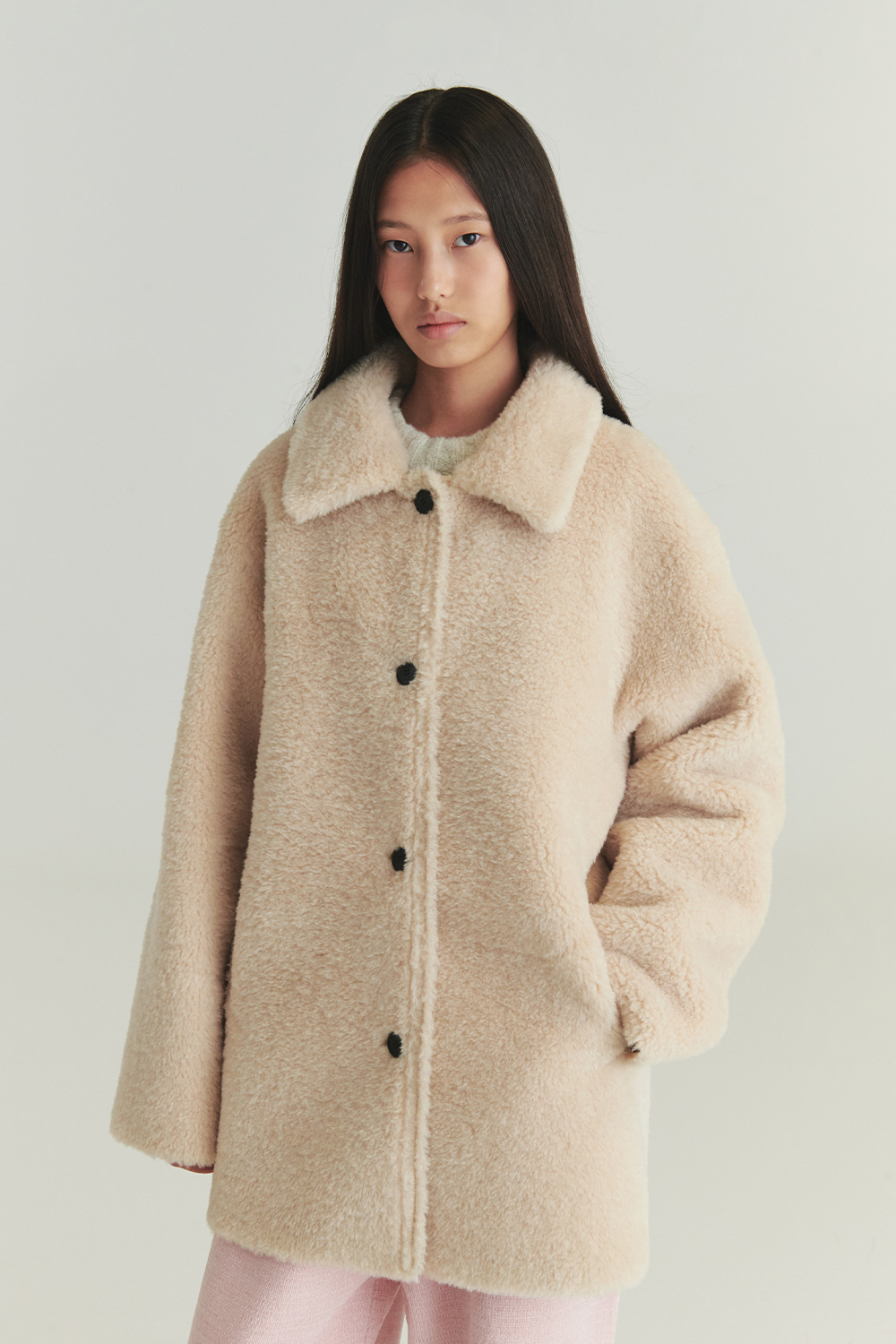 르바 Reversible Fluffy Suede Coat - Honey Beige - 위시버킷