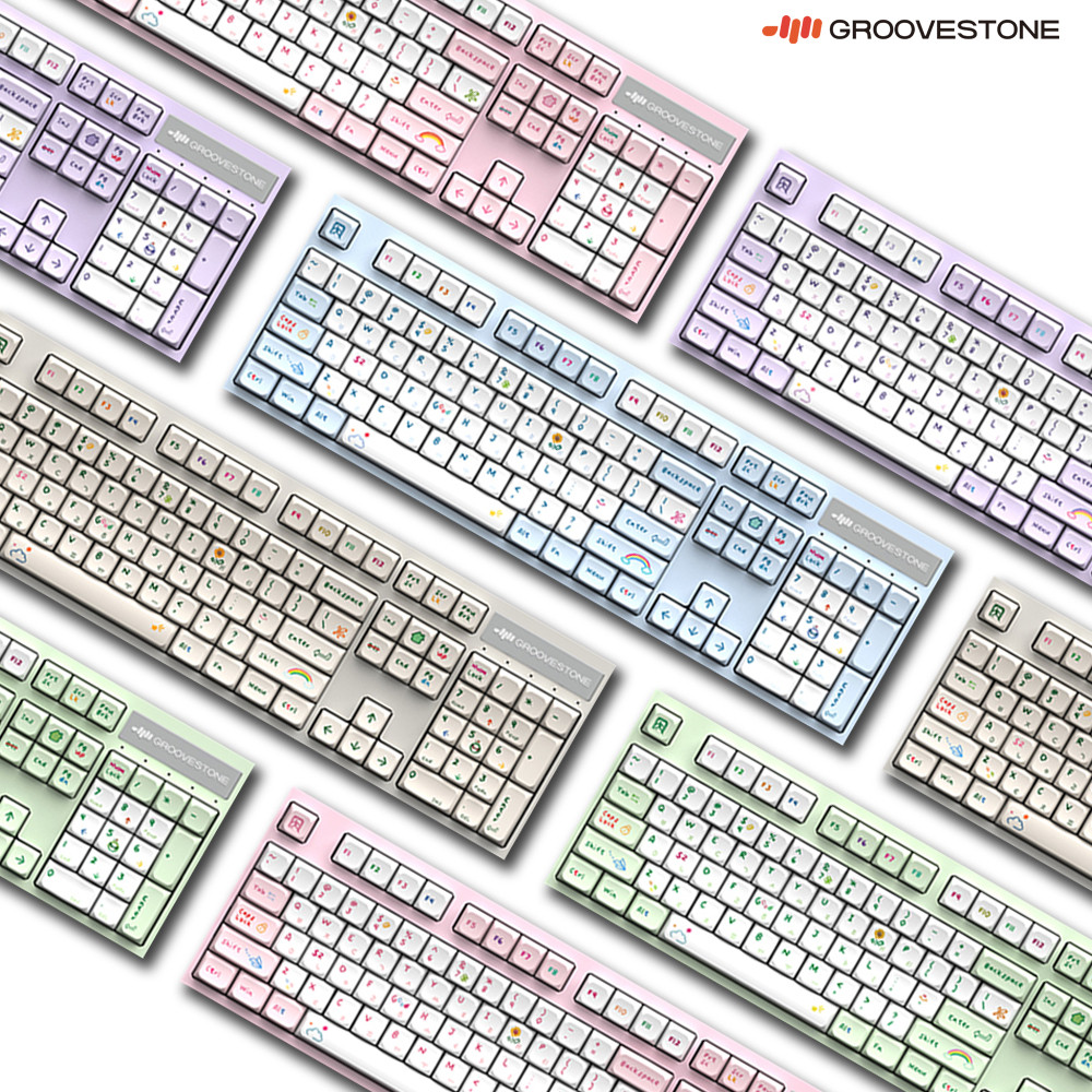 엠스톤 엠스톤 그루브 GV10 수제풀윤활 104키 풀배열 기계식키보드 저소음밀키축 38g - 위시버킷
