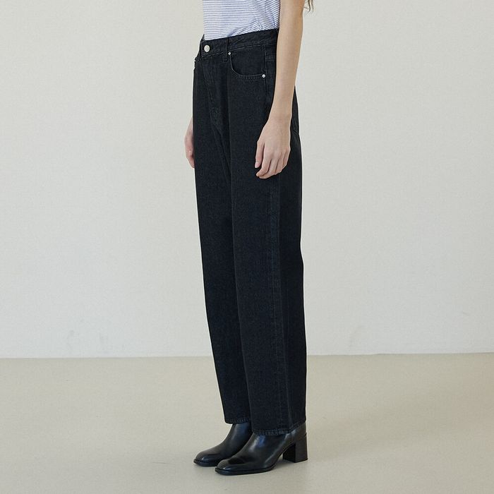 르쏠레일마띠네 Basic Straight Black Denim Pants [BLACK] - 위시버킷