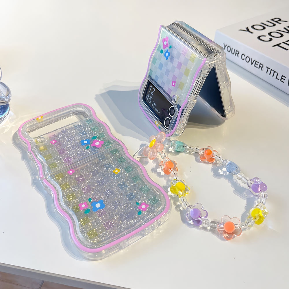 모이몰 삼성 갤럭시 Z플립5 Z플립4 Z플립3 웨이브 투명 젤리 실리콘 비즈 스트랩 글리터 체크무늬 지플립5 지플립4 지플립3 제트플립5 제트플립4 제트플립3 플립5 플립4