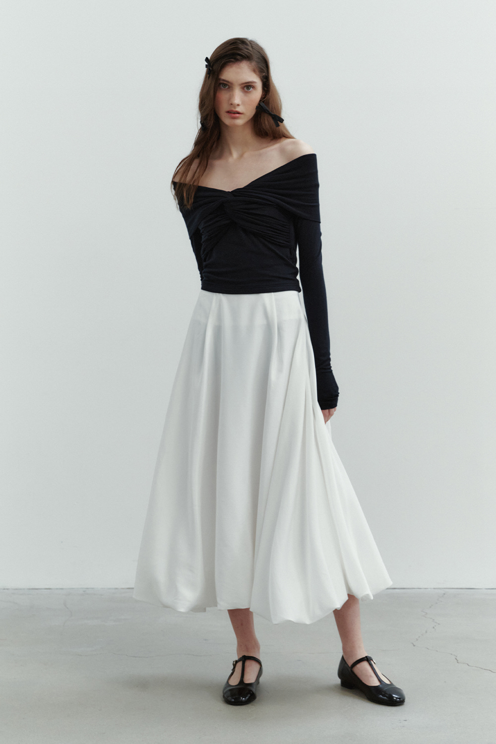 더티스 LONG PUMPKIN SHINE SKIRT_TT3W509IV - 위시버킷