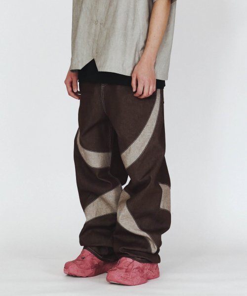 애드오프 HOOF CURL LINE REAL WIDE DENIM PANTS BROWN - 위시버킷
