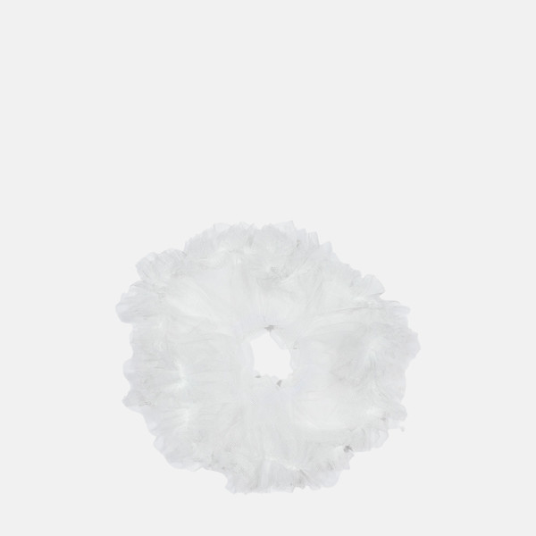 아마베 Mesh Ruffle Scrunchie (White) - 위시버킷