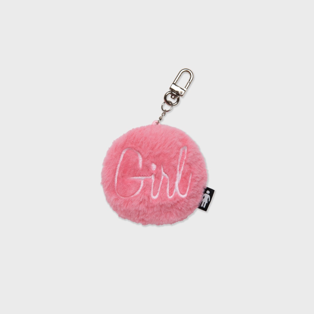 걸스케이트보드 FUZZY TYPO CIRCLE KEYRING coral - 위시버킷