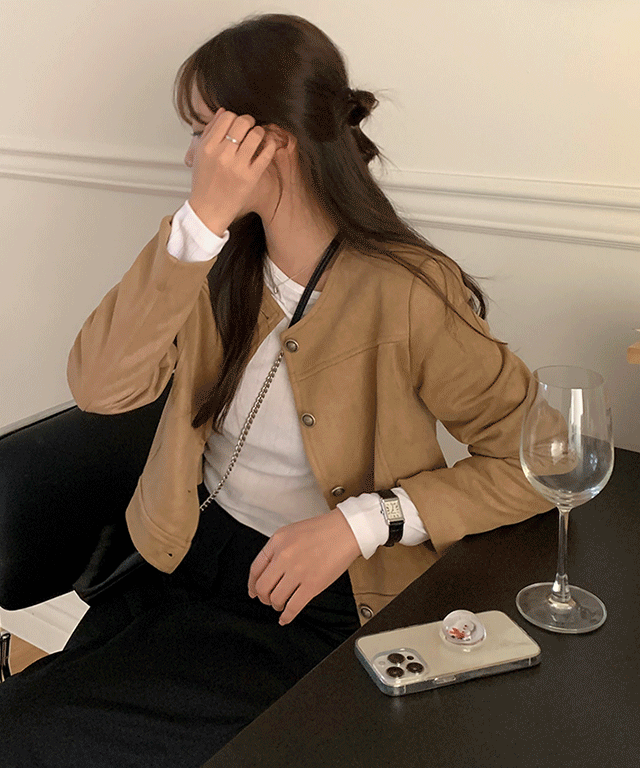 밀리유 앤티 크롭 스웨이드 jk(2color) - 위시버킷