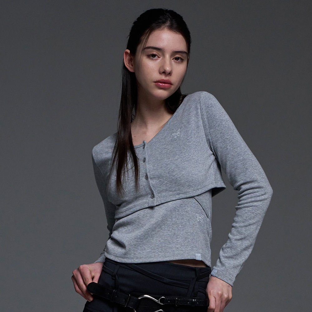 네스티팬시클럽 [NF] SLOPE BOLERO CARDIGAN (MELANGE GRAY)_F24QB271 - 위시버킷