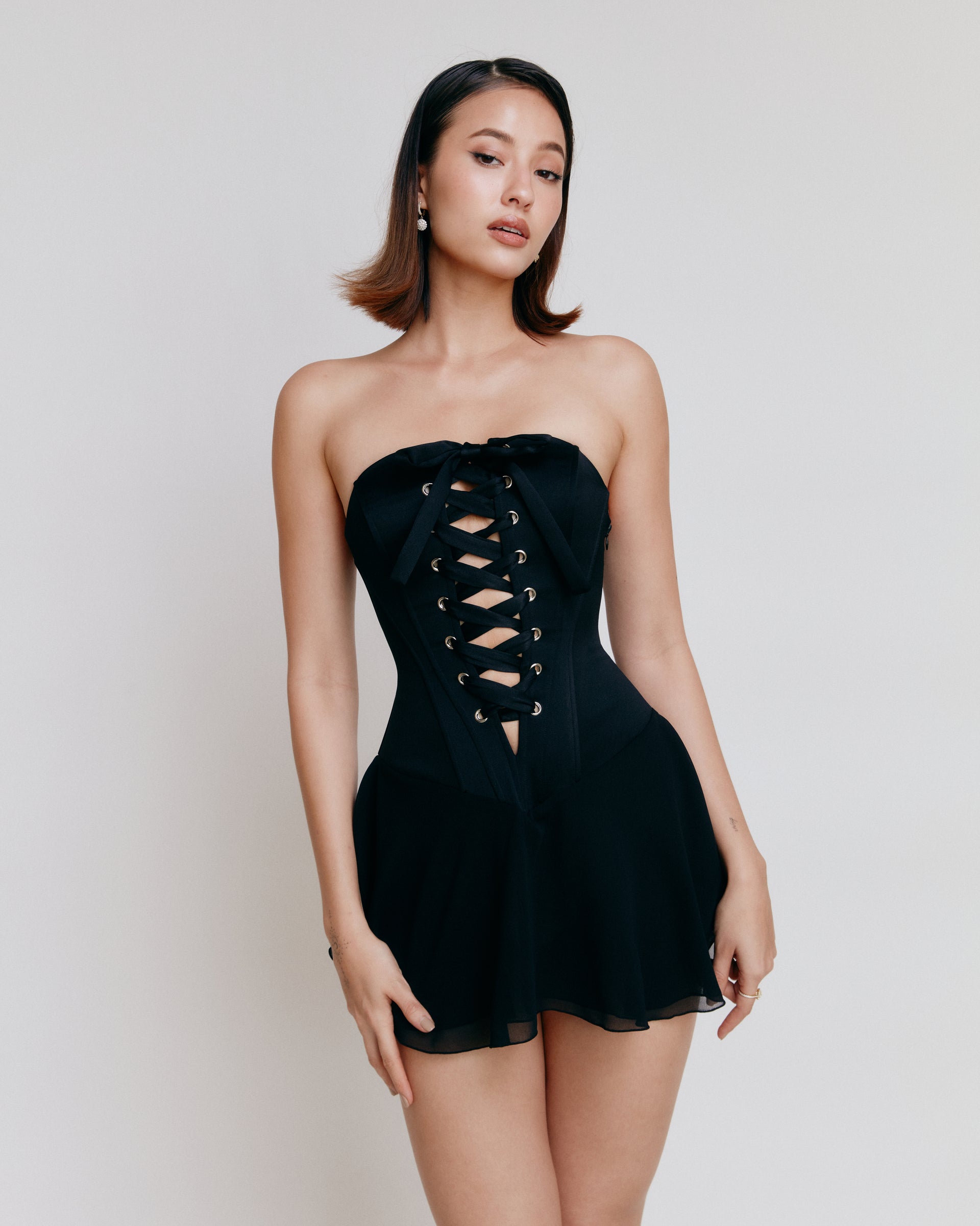 MIXEDGALS Livia Corset Dress - Black - 위시버킷