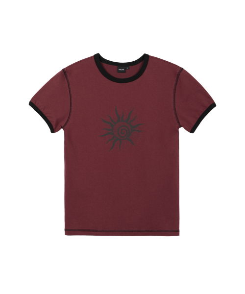 아캄 Cracked Sun Ringer Top (Wine) - 위시버킷