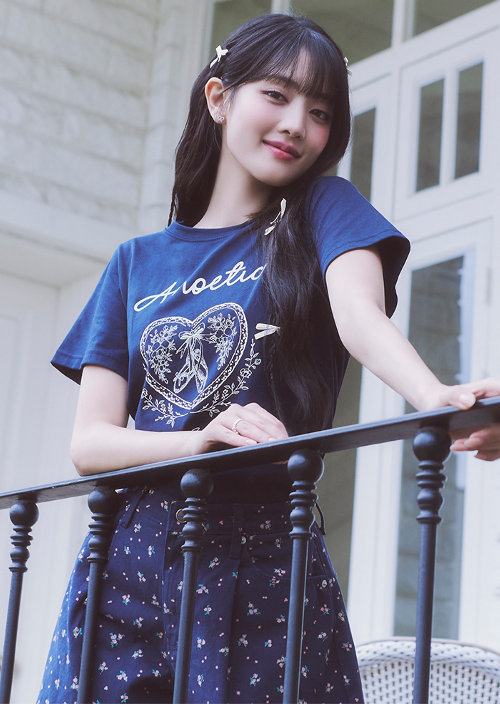 아노에틱 [(여자)아이들 민니착용]ANC LOVE BASIC T-SHIRT_NAVY - 위시버킷