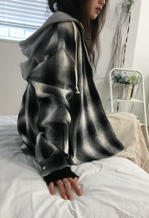 나의나인 Check Hoodie Shirt [2c] - 위시버킷