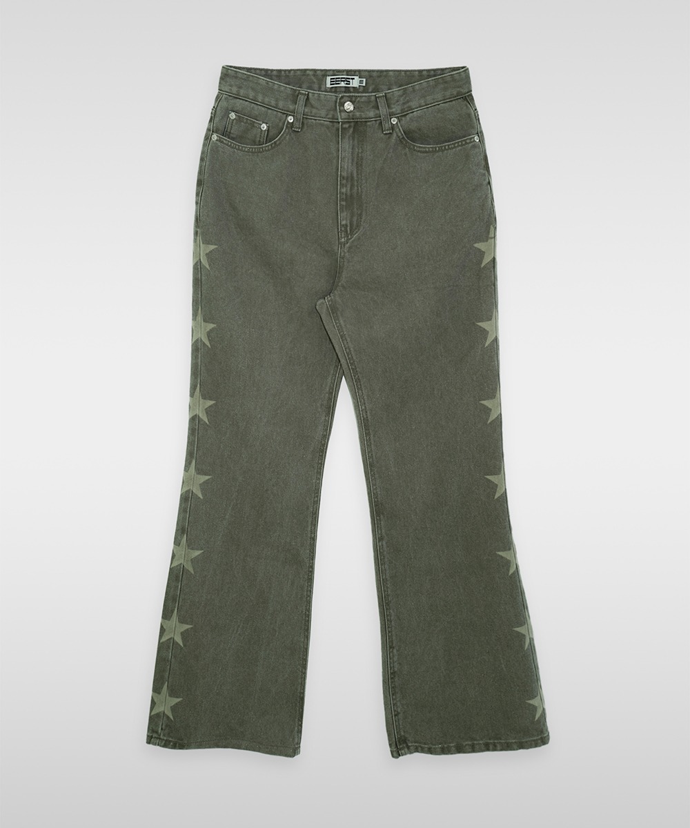 LLUD Star Bleached Jeans [Khaki] - 위시버킷