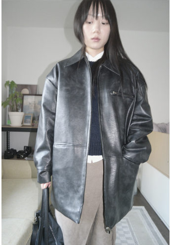 에프터먼데이 에프터먼데이 crack leather padding jacket (2c) - 위시버킷