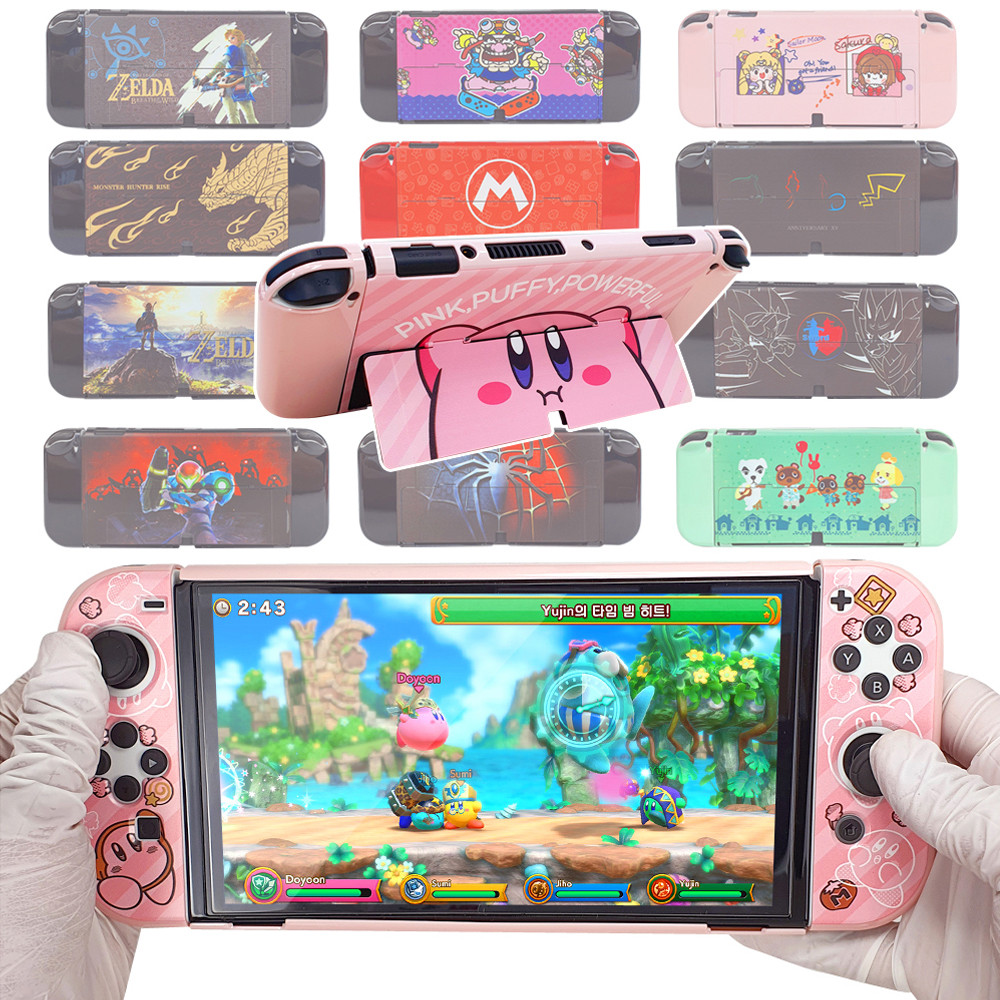 우리스타일 닌텐도 스위치 OLED 올레드 별의 커비 게임 캐릭터 일러스트 조이콘 커버 풀셋 케이스 - 위시버킷