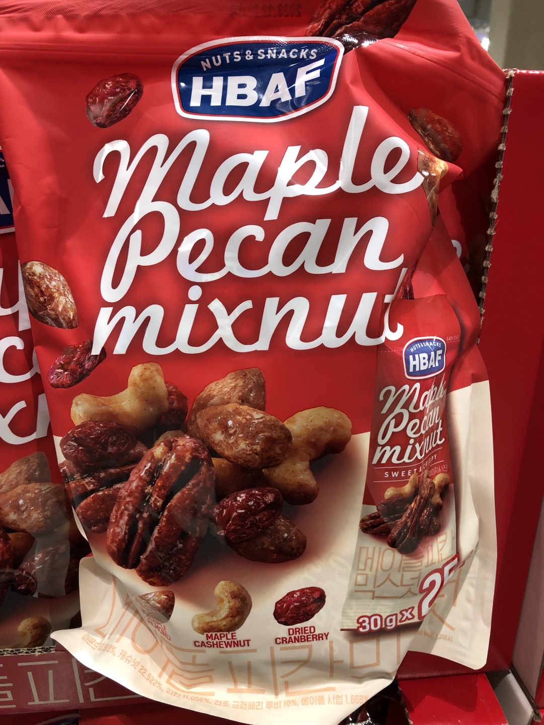 바프 바프 HBAF 메이플 피칸 믹스넛 750g(30g x 25입) 트레이더스 아몬드 캐슈넛 - 위시버킷