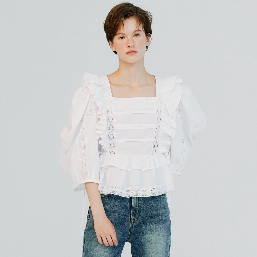 보카바카 Lillian Lace Ruffled Blouse VC2278BL007M - 위시버킷