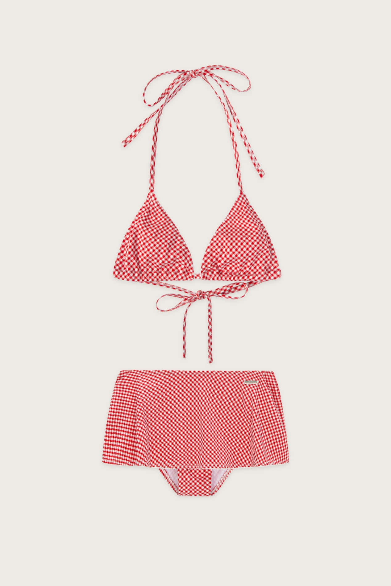 시눈 Gingham Check Skirt Bikini (Red) - 위시버킷