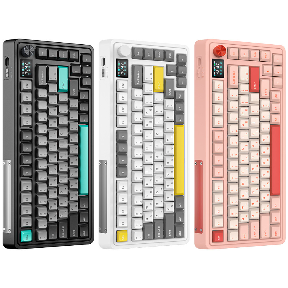 펀키스 FL-ESPORTS CMK75 유무선 LCD 핫스왑 풀윤활 RGB 기계식 키보드 한글 / [리니어40g/따각따각] FL ...