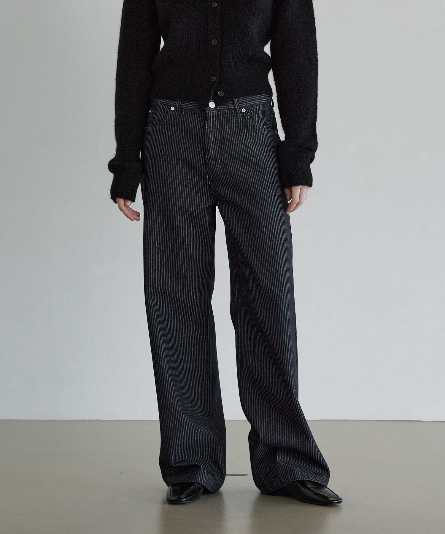 아웃셀 Stripe denim jeans - Indigo - 위시버킷