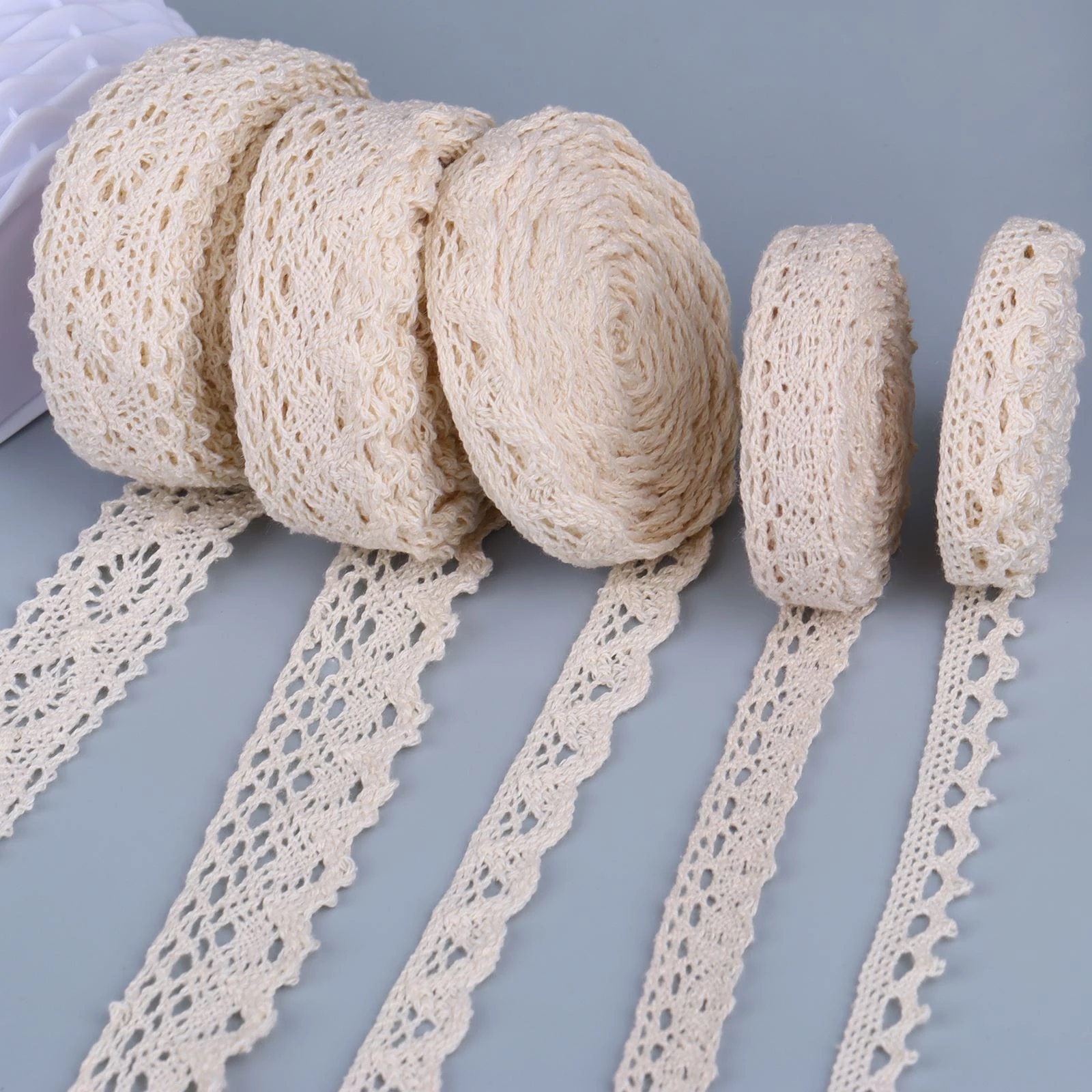 5 Yard Lace Trim Embroidered Cotton Lace Ribbon Crochet Fabric Beige ...