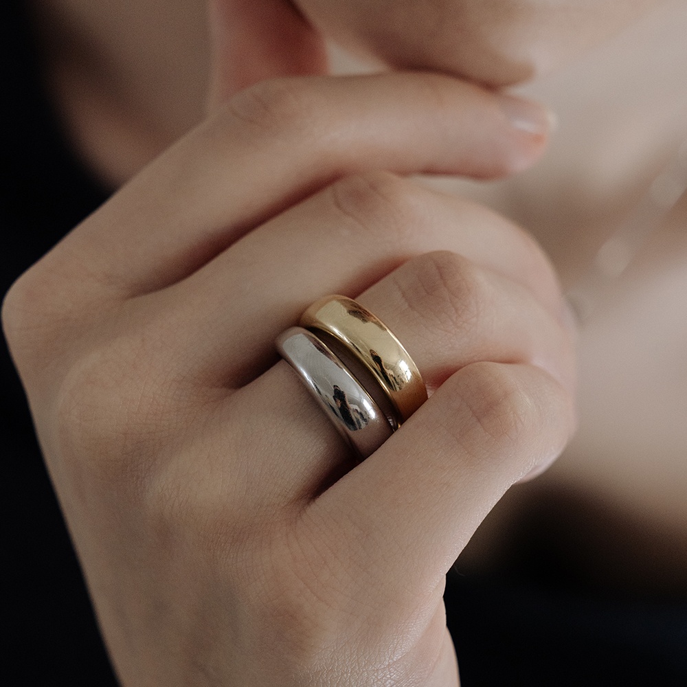 티오유 CL135 [1+1] Shining Bulging Ring Set - 위시버킷