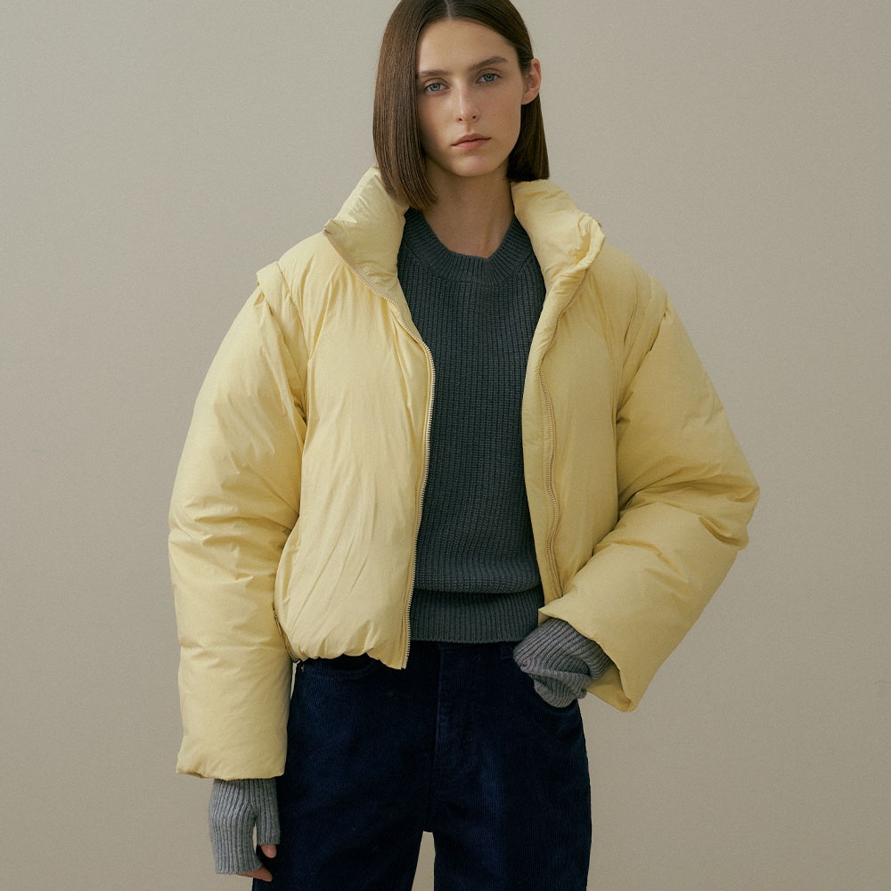 더페니 HIGH NECK SHORT PADDING - Butter - 위시버킷