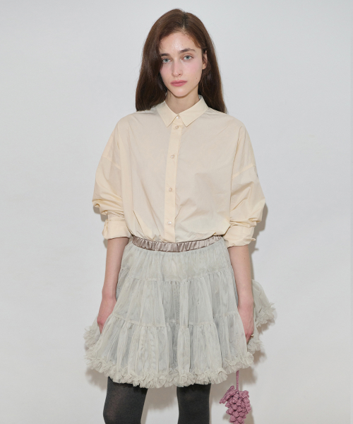 시눈 Basic Over Fit Shirt (Light Beige) - 위시버킷