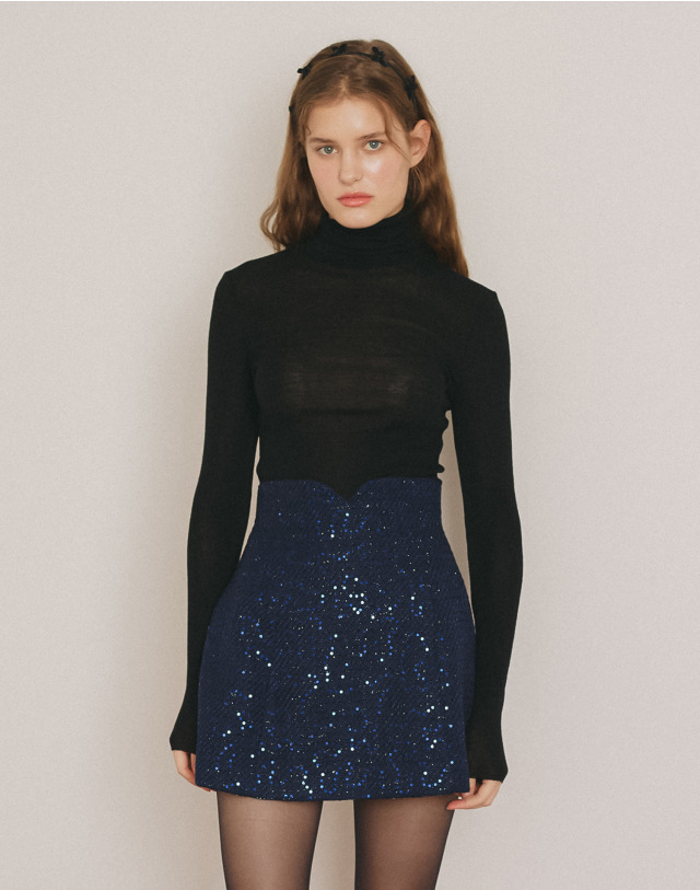 벰버 TULIP SPANGLE MINI SKIRT_NAVY - 위시버킷