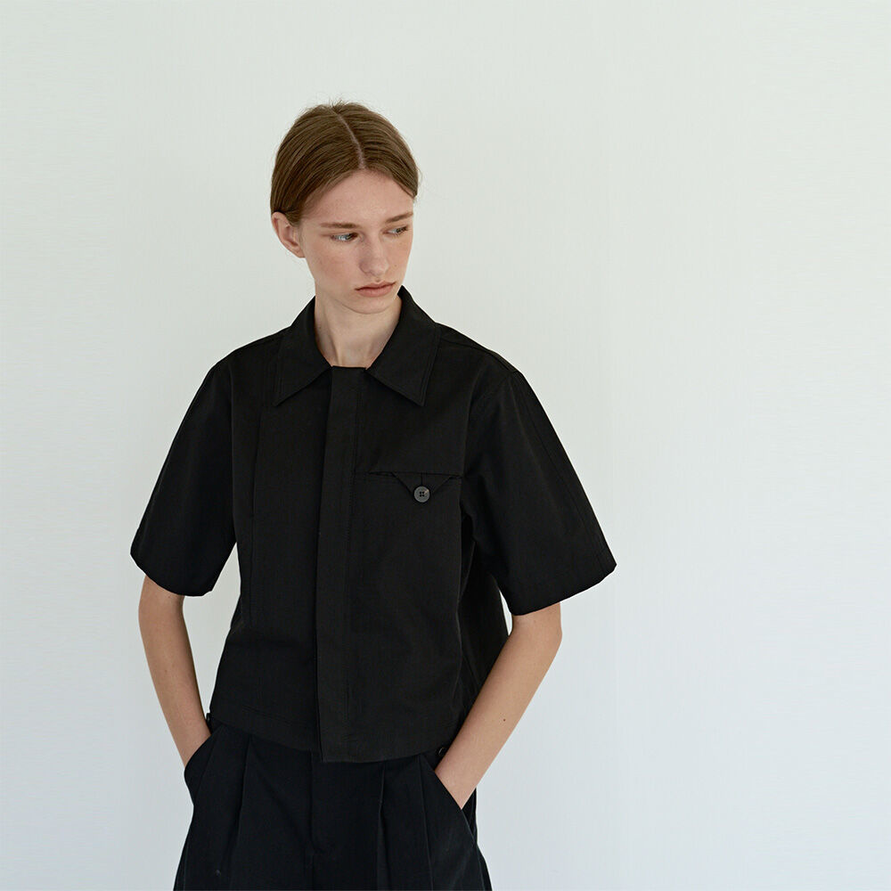 아우브아워 hidden placket half jacket (black) - 위시버킷